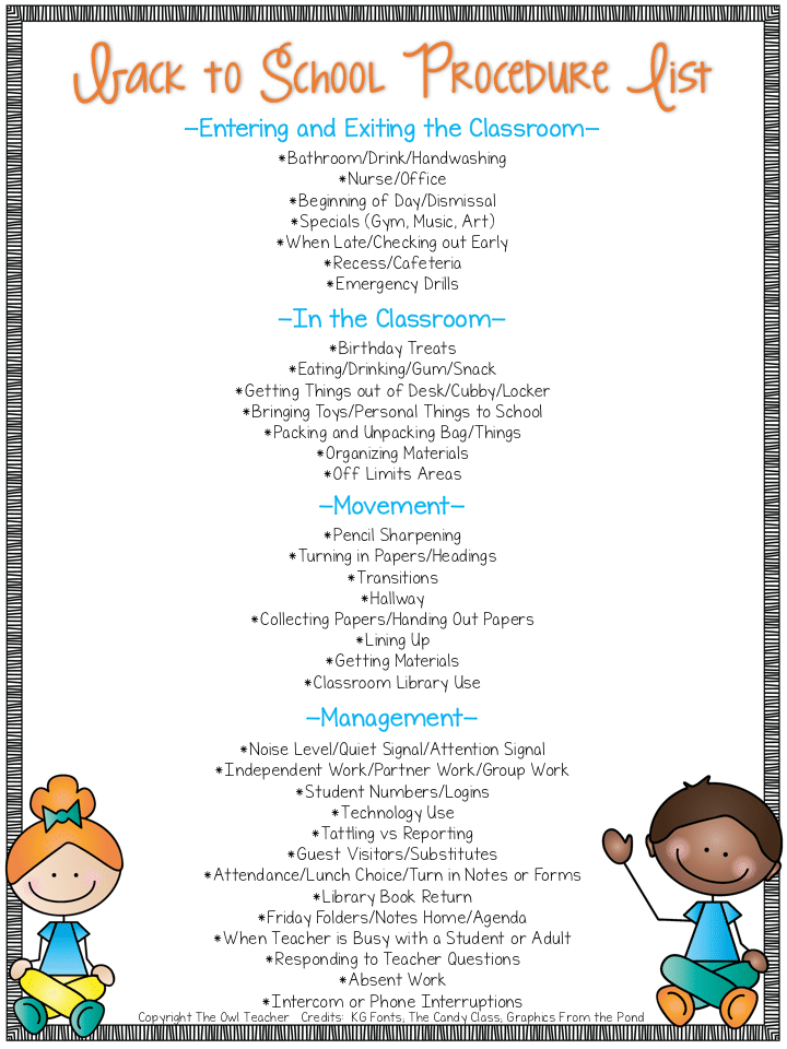 Teaching Procedures The Owl Teacher By Tammy DeShaw