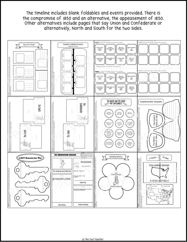 Civil War Interactive Notebook - The Owl Teacher