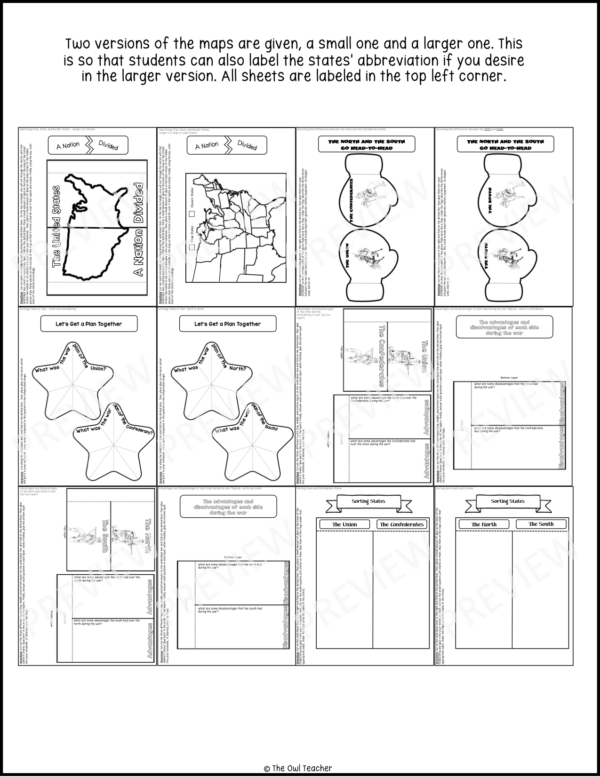 Civil War Interactive Notebook - The Owl Teacher