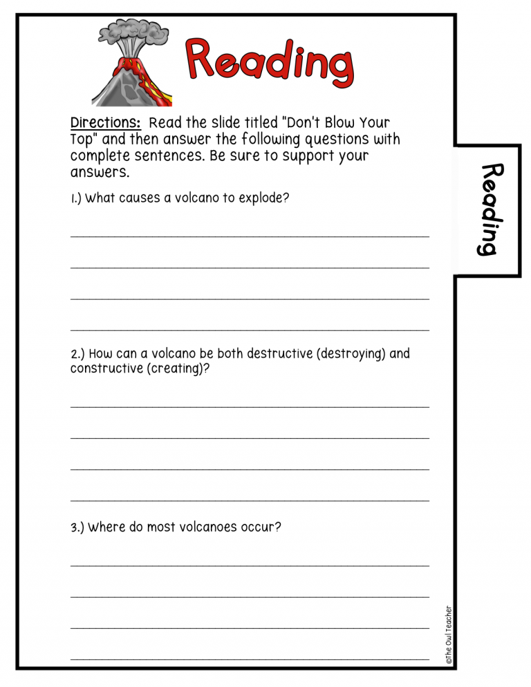 Volcanoes Science Investigation Booklet Printable & Digital - The Owl ...