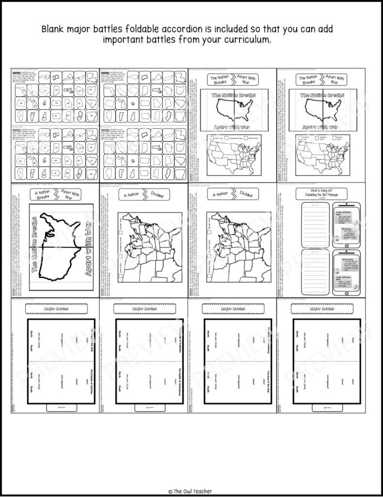 Civil War Interactive Notebook - The Owl Teacher