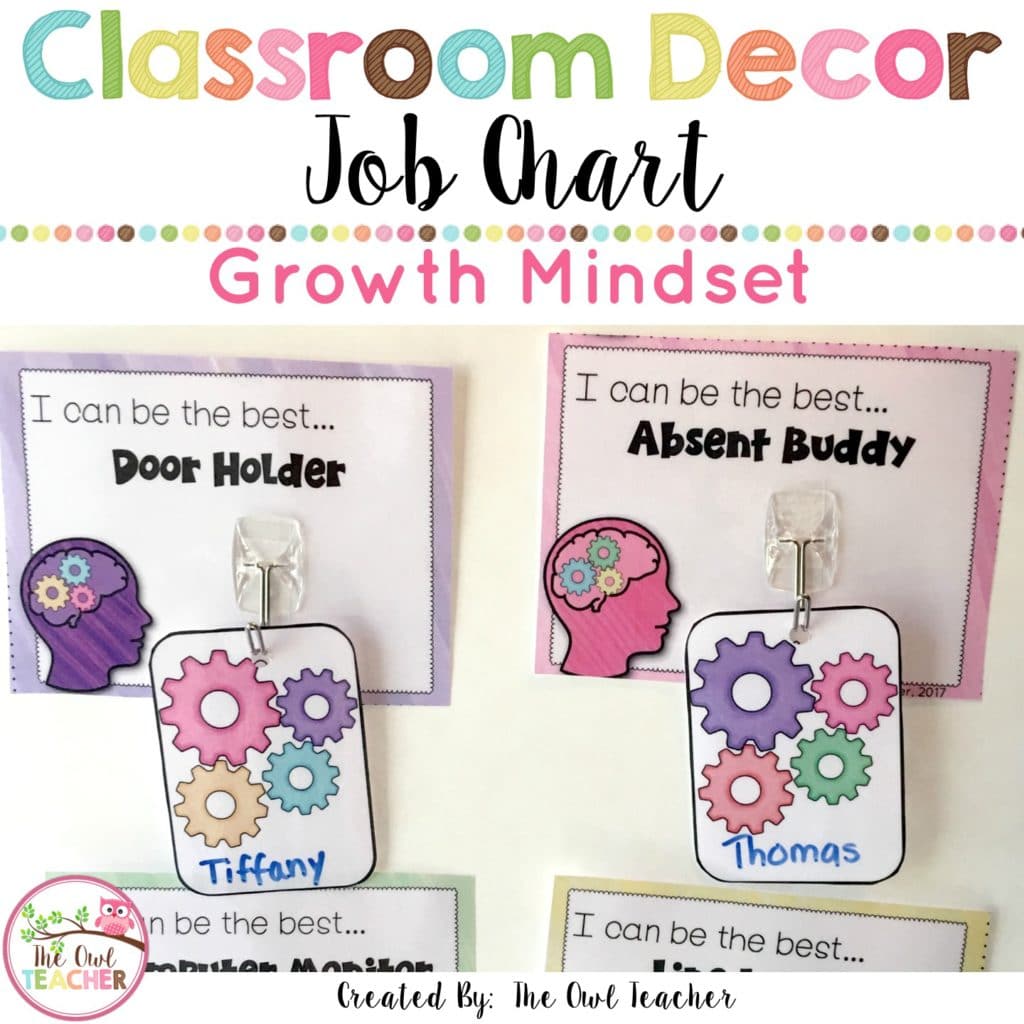 Growth Mindset Job Chart {EDITABLE too!} - The Owl Teacher