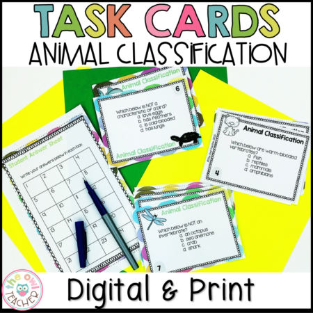 Animal Classification Task Cards Vertebrates Invertebrates for 3rd ...
