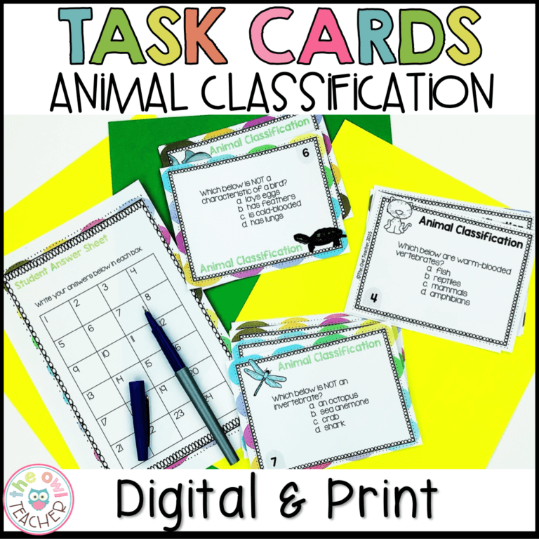 Animal Classification Task Cards Vertebrates Invertebrates for 3rd ...