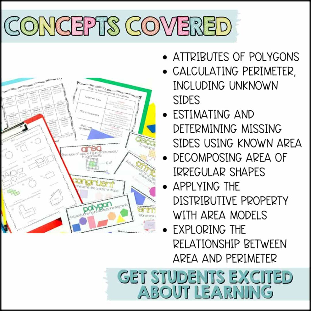 Area and Perimeter Worksheets Activities Lessons | Unit for Math ...