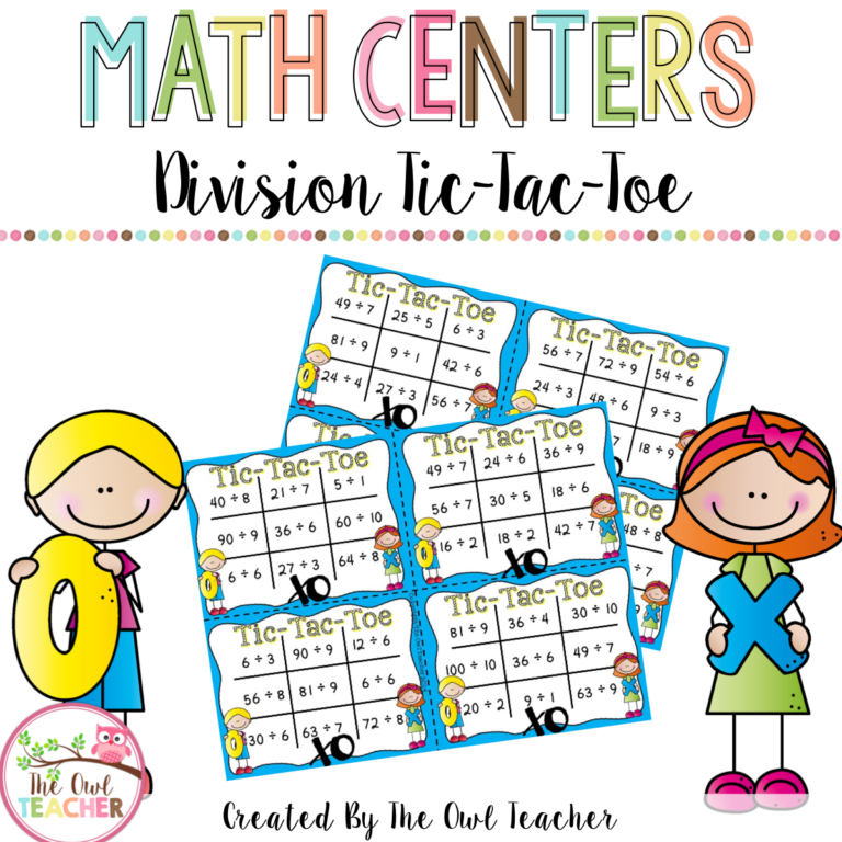 Tic Tac Toe Division Facts Task Card Game - The Owl Teacher