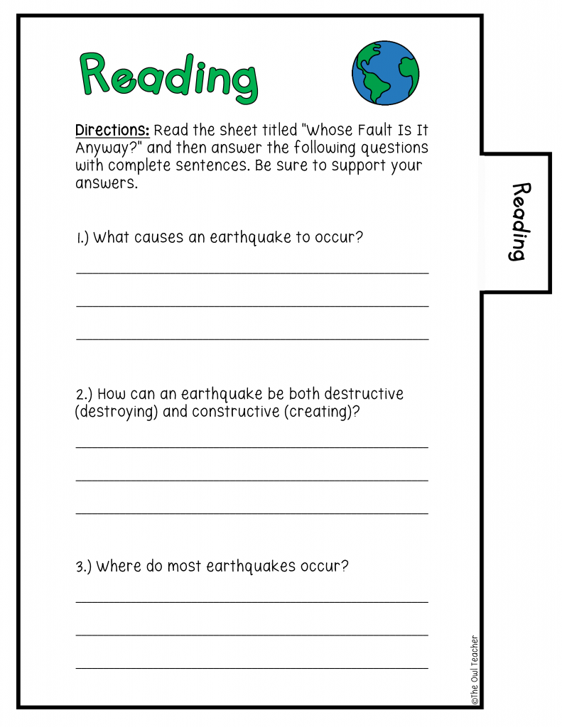 Earthquakes Science Investigation Booklet Printable & Digital - The Owl ...