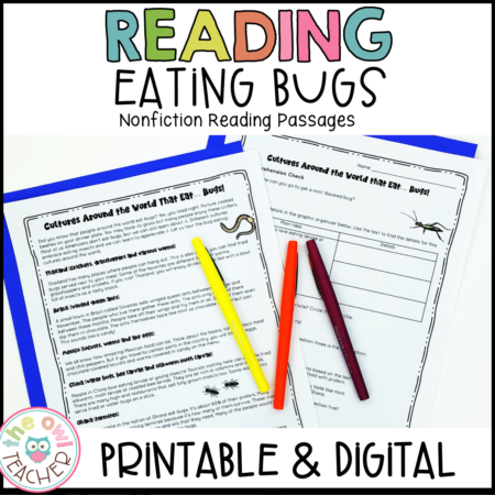 Eating Bugs Nonfiction Reading Passages Printable & Digital (Google ...