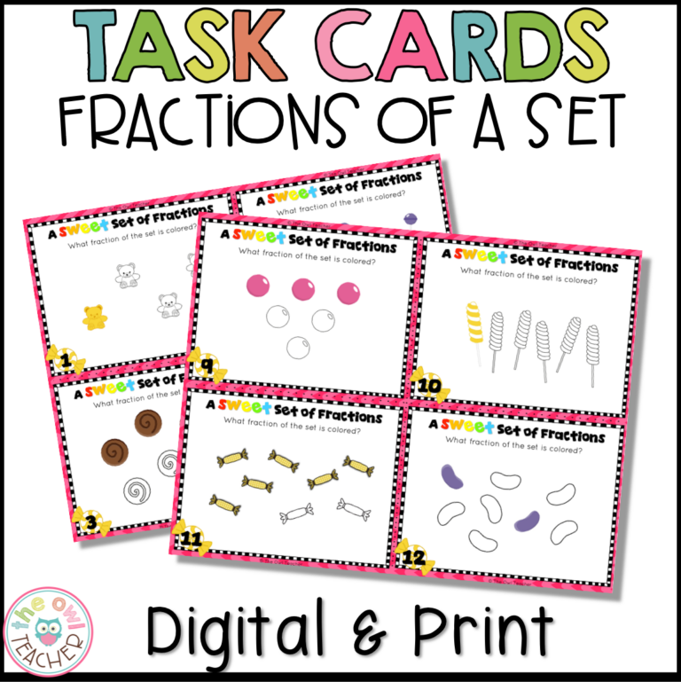 Fractions of a Set Task Cards (Printable & Digital Version) - The Owl ...