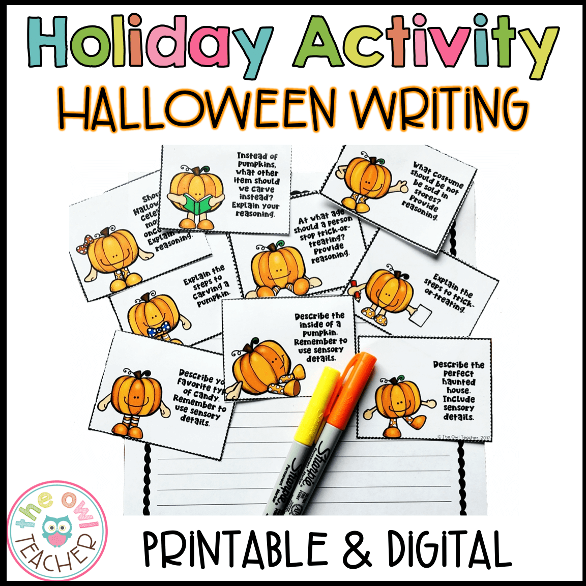 Halloween Writing Prompts Story Starters Printable Digital Google 