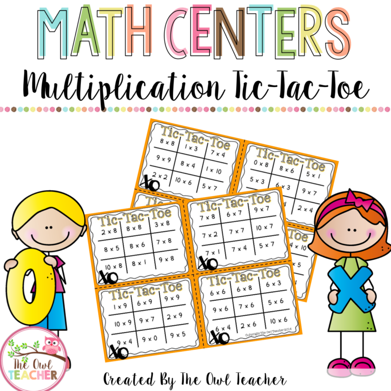 Tic Tac Toe Multiplication Facts Task Card Game - The Owl Teacher