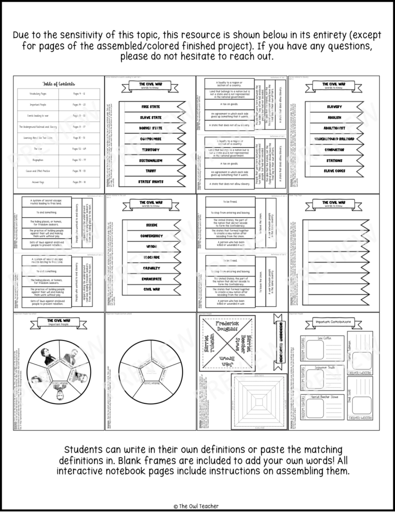 Civil War Interactive Notebook - The Owl Teacher