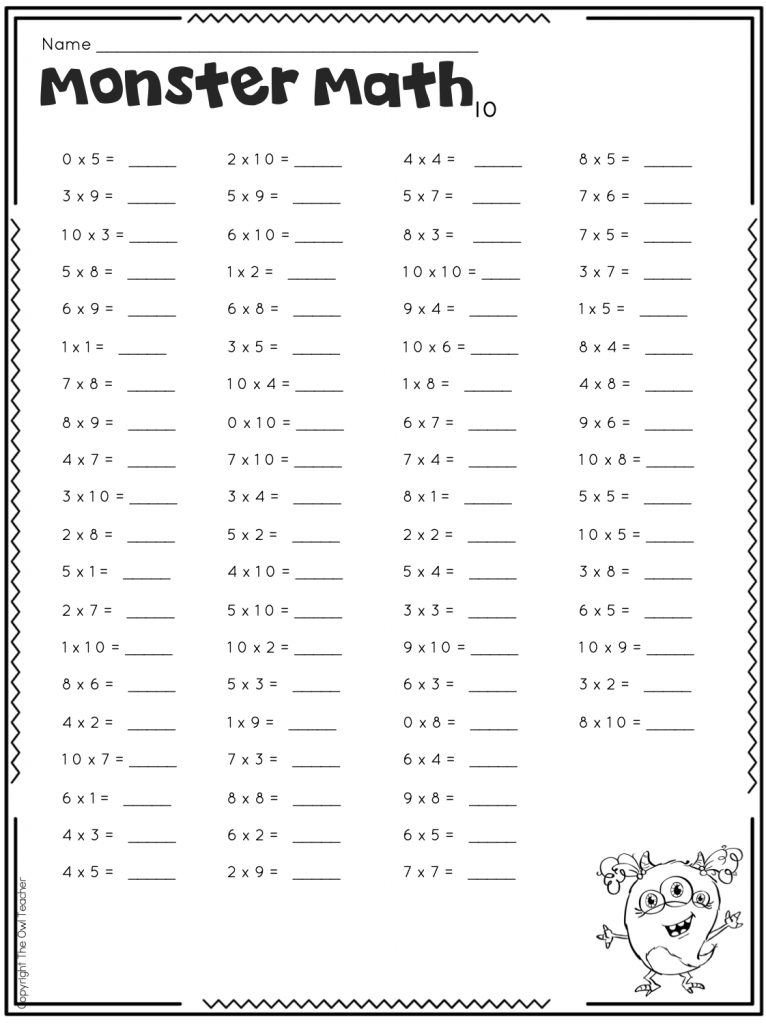 Multiplication Division Fluency Timed Tests 3rd Grade Math Practice ...
