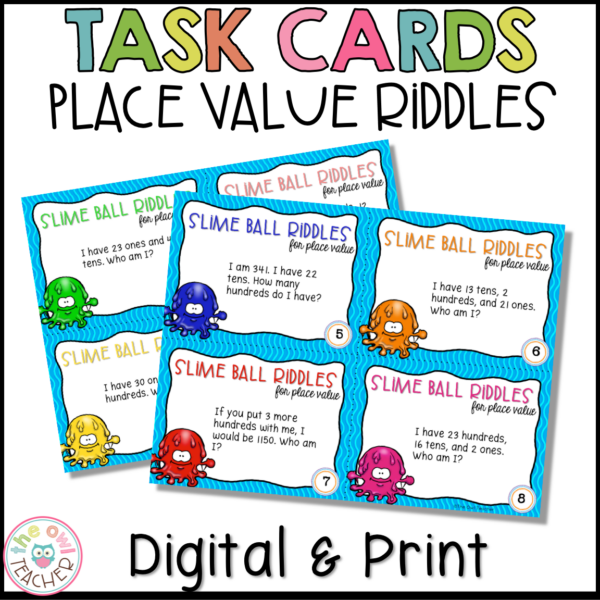 Place Value Task Cards: "Who Am I?" Theme Printable & Digital - The Owl ...