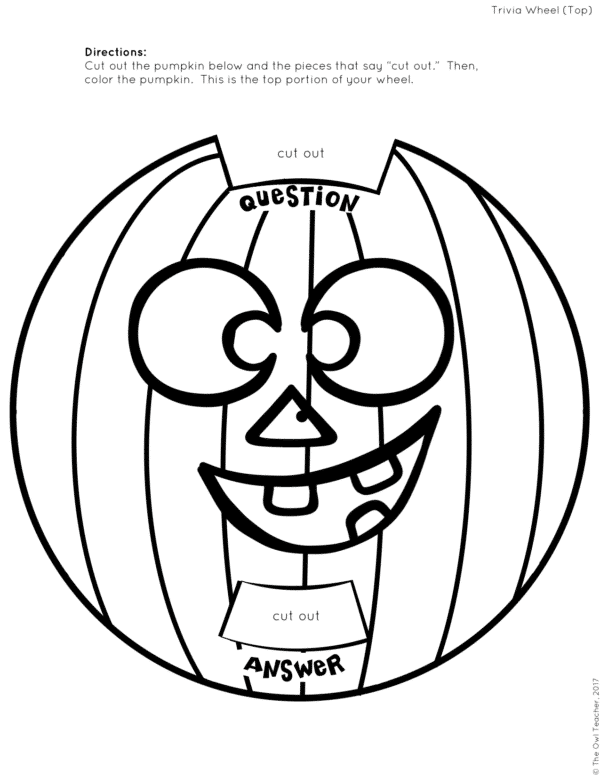 Halloween Pumpkin Math Trivia Wheel - The Owl Teacher