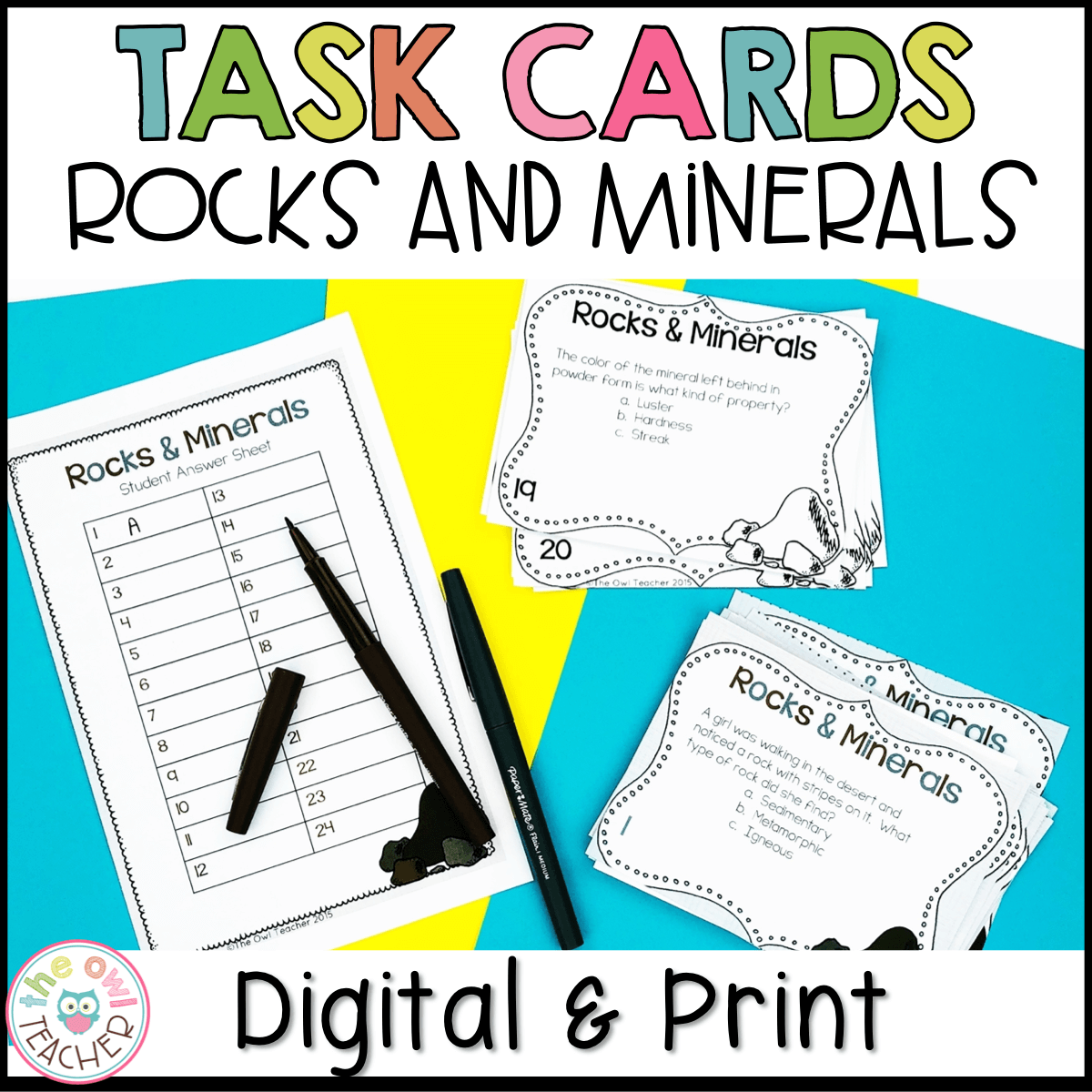 Rocks and Minerals Task Cards Rock Cycle Sedimentary Metamorphic ...