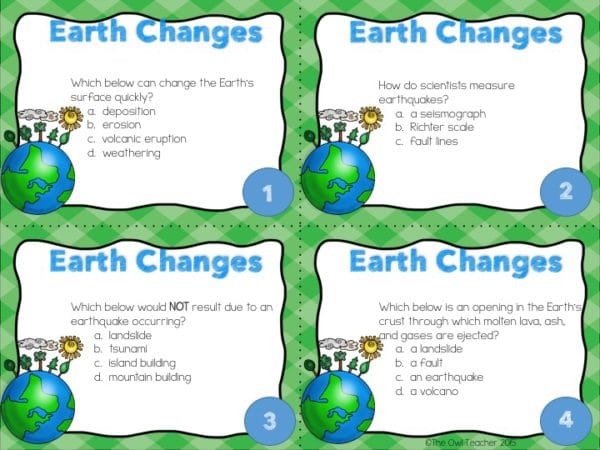 Earth Changes Task Cards Printable & Digital - The Owl Teacher