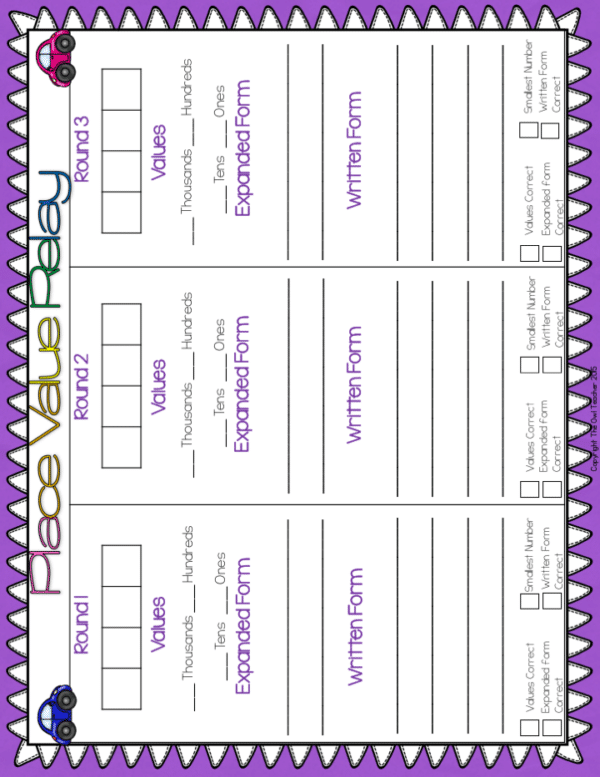 Place Value Relay: Expanded Form, Standard Form, and Written Form - The ...