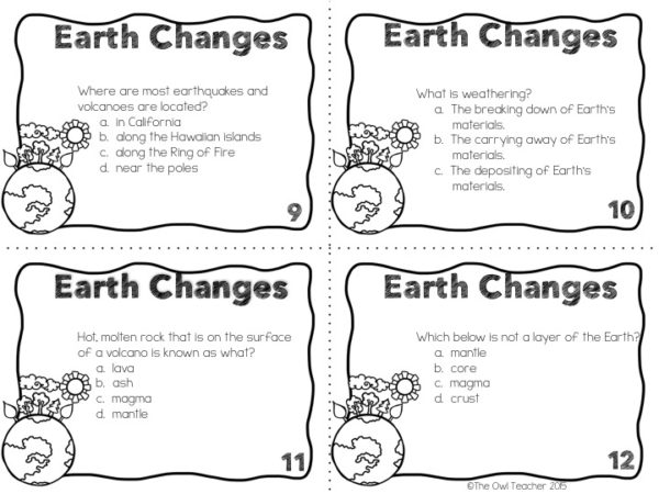 Earth Changes Task Cards Printable & Digital - The Owl Teacher