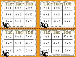 Tic Tac Toe Multiplication Facts Task Card Game - The Owl Teacher
