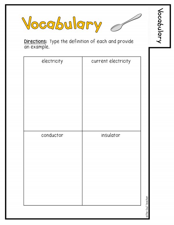 Conductors & Insulators of Electricity Printable & Digital Versions ...