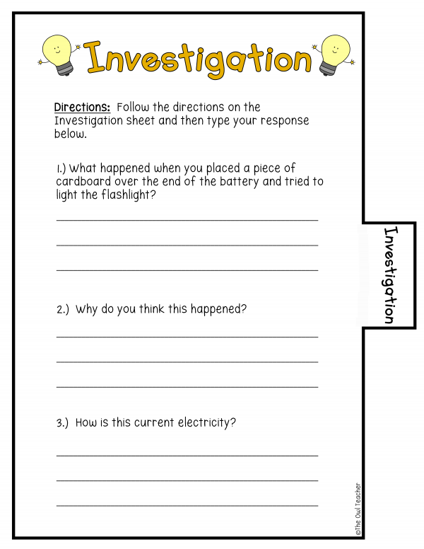 Current Electricity Investigation Booklet Printable & Digital - The Owl ...