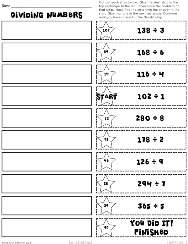 Multi-digit Multiplication & Division S2F Math Puzzles Printable ...