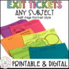 Exit Tickets | Exit Slips Printable & Digital (Google)- Half Page Style ...
