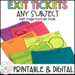 Exit Tickets | Exit Slips Printable & Digital (Google)- Half Page Style ...