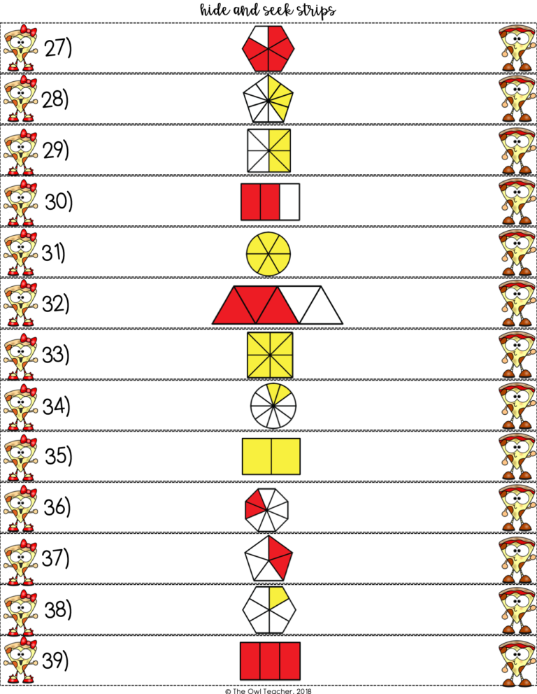 Hide-n-Seek Identifying Fractions Game - The Owl Teacher