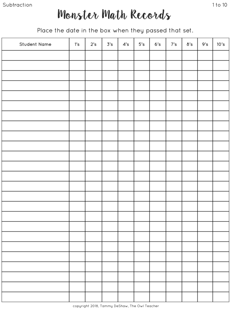 Addition and Subtraction Fact Fluency Practice - The Owl Teacher