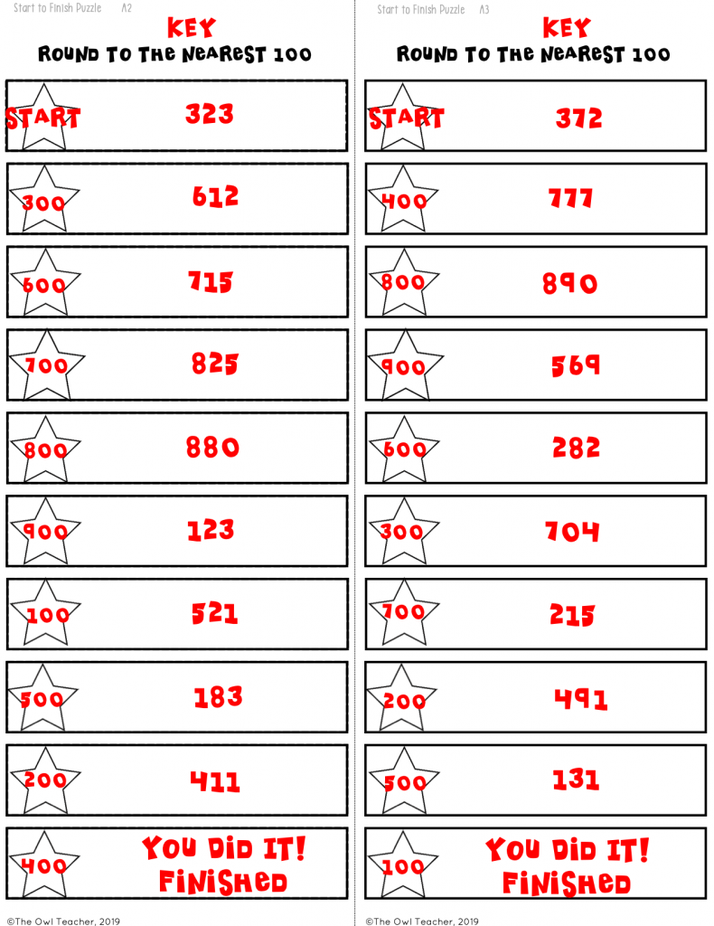 Rounding to 10 and 100 Start2Finish Printable & Digital (Google) Math ...