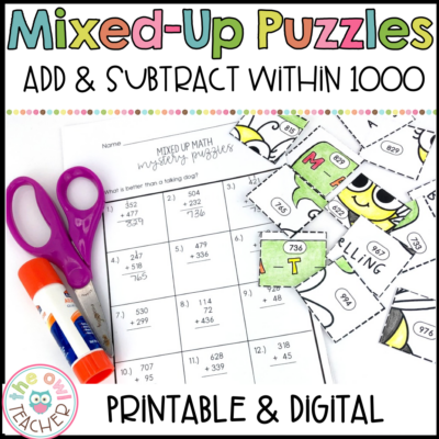 Add & Subtract within 1000 Mixed Up Puzzles Printable & Digital (Google ...