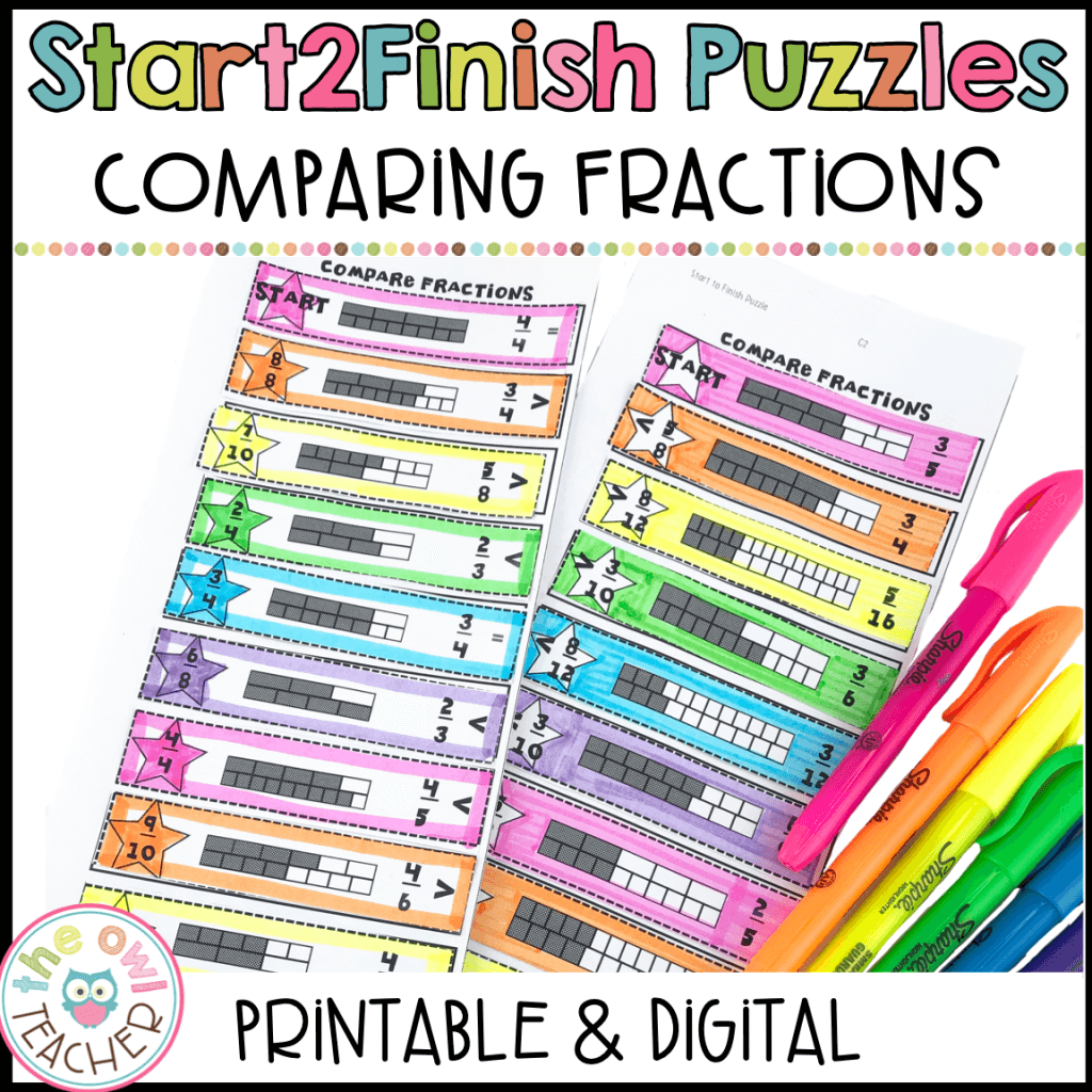 Comparing Fractions Start2Finish Math Puzzles Printable & Digital - The ...