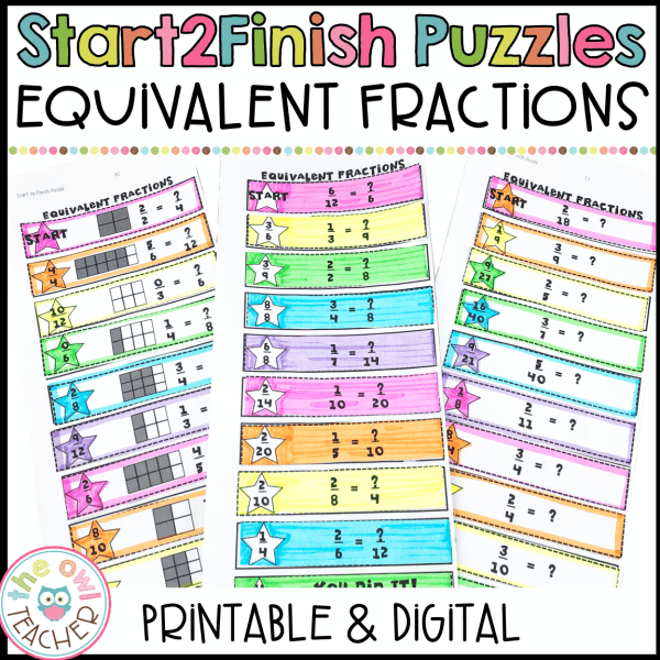 Equivalent Fractions Start2Finish Printable & Digital (Google) Math ...