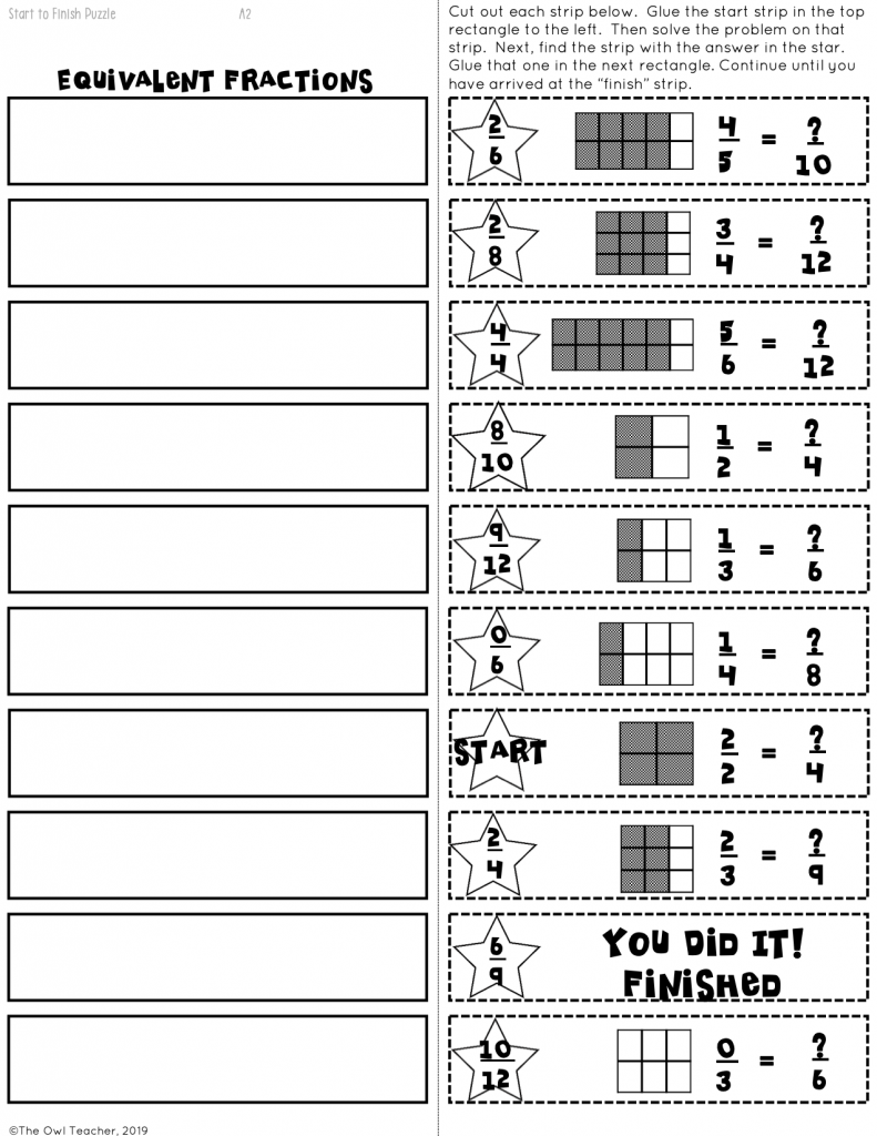Equivalent Fractions Start2Finish Printable & Digital (Google) Math ...
