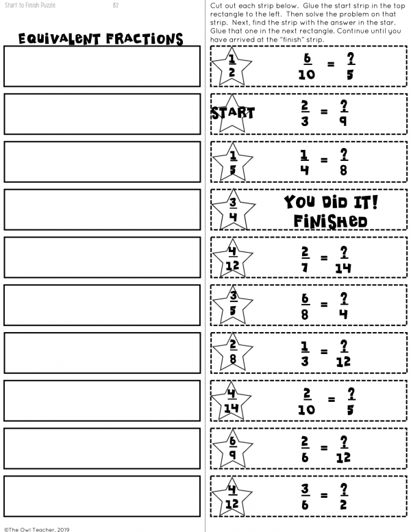 Equivalent Fractions Start2Finish Printable & Digital (Google) Math ...