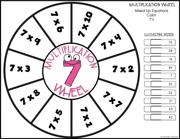 Multiplication Practice - Multiplication Wheels - The Owl Teacher