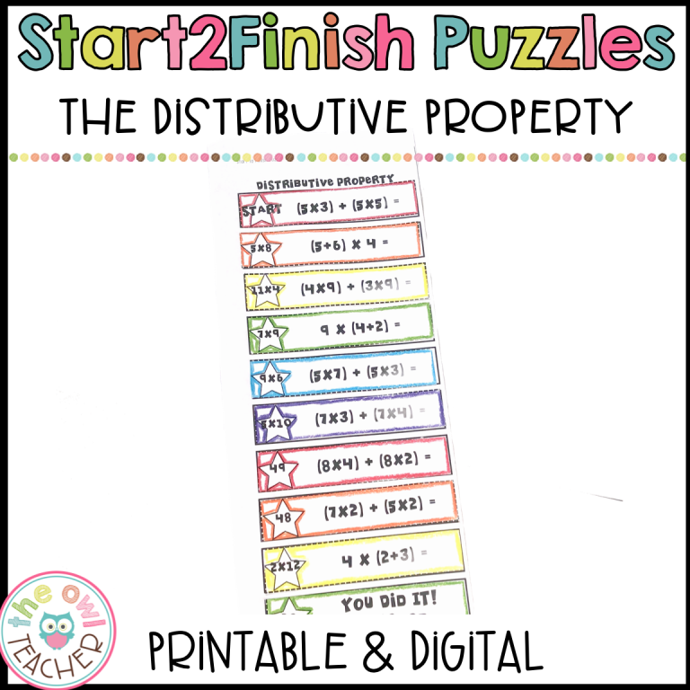 Distributive Property Start2Finish Printable & Digital (Google) Math ...