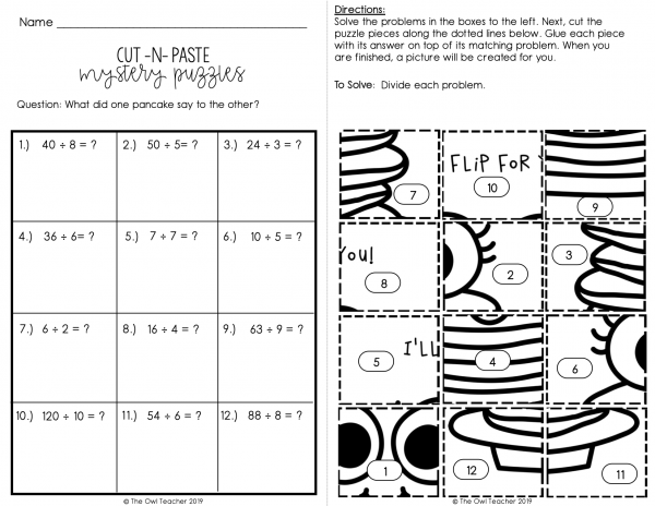 Division Fact Practice Mixed Up Puzzles Printable & Digital (Google ...