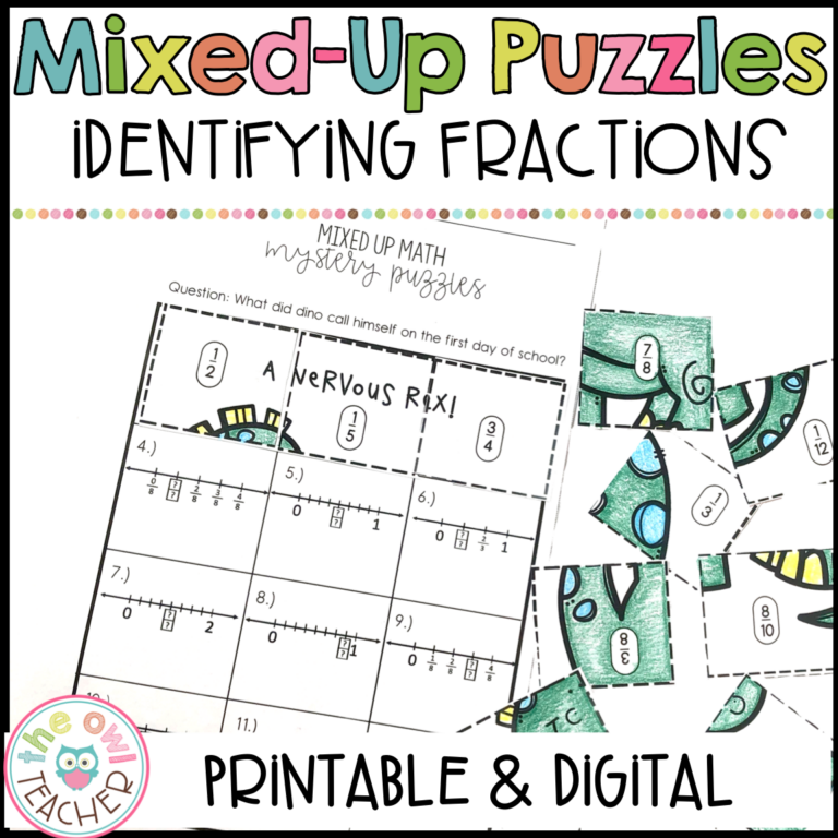 Identifying Fractions Mixed Up Mystery Math Puzzles Printable & Digital ...