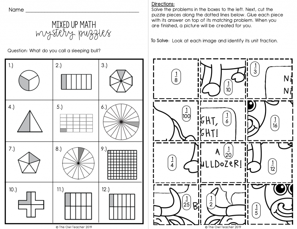 Identifying Fractions Mixed Up Mystery Math Puzzles Printable & Digital ...