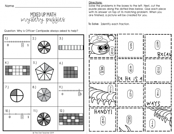 Identifying Fractions Mixed Up Mystery Math Puzzles Printable & Digital ...