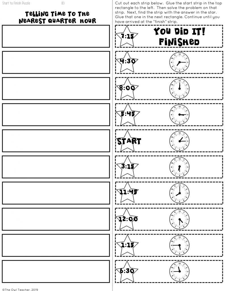 Telling Time Start2Finish Math Puzzles Printable & Digital (Google ...
