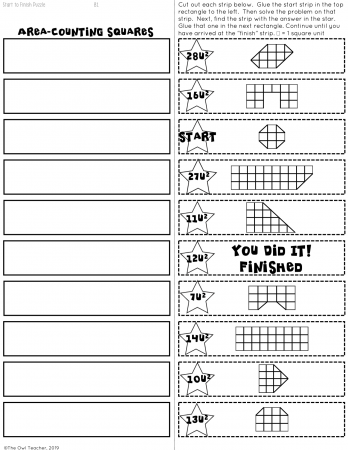 Counting Squares to find the Area Start2Finish Puzzles Printable ...