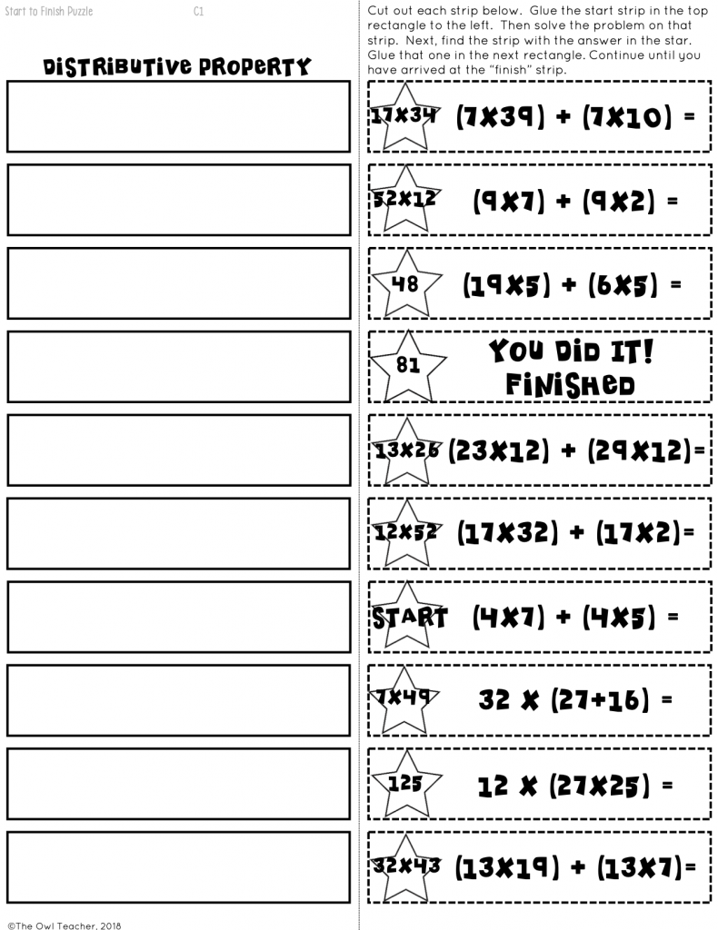 Distributive Property Start2Finish Printable & Digital (Google) Math ...