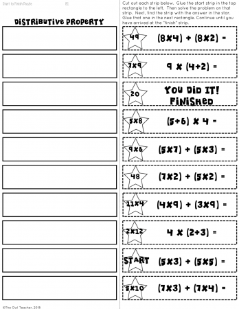 Distributive Property Start2Finish Printable & Digital (Google) Math ...