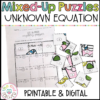 Unknown Number in an Equation Mixed Up Puzzles Printable & Digital ...