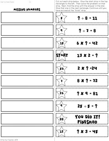 Missing Numbers in an Equation Start2Finish Printable & Digital (Google ...