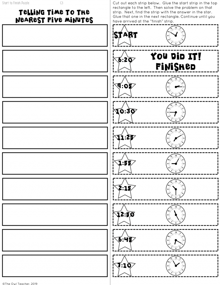 Telling Time Start2Finish Math Puzzles Printable & Digital (Google ...